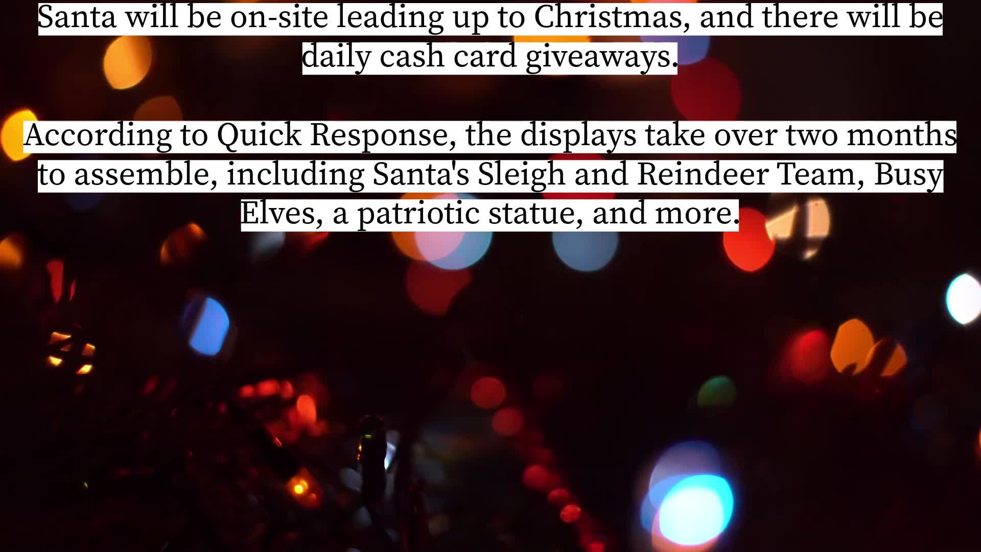 Quick Response Holiday Lights announces 24th return – NEWS10 ABC