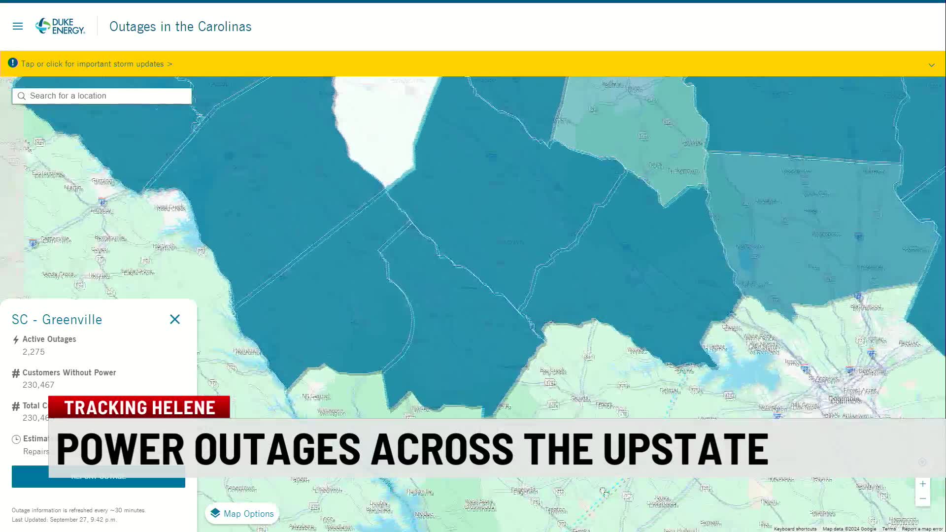 Tracking Helene: Damage assessments underway, Friday night outage ...